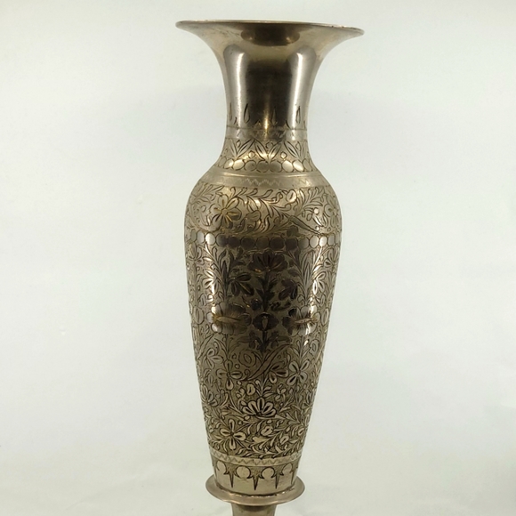 Accents | Vintage Indian Metal 12 Floral Vase | Poshmark